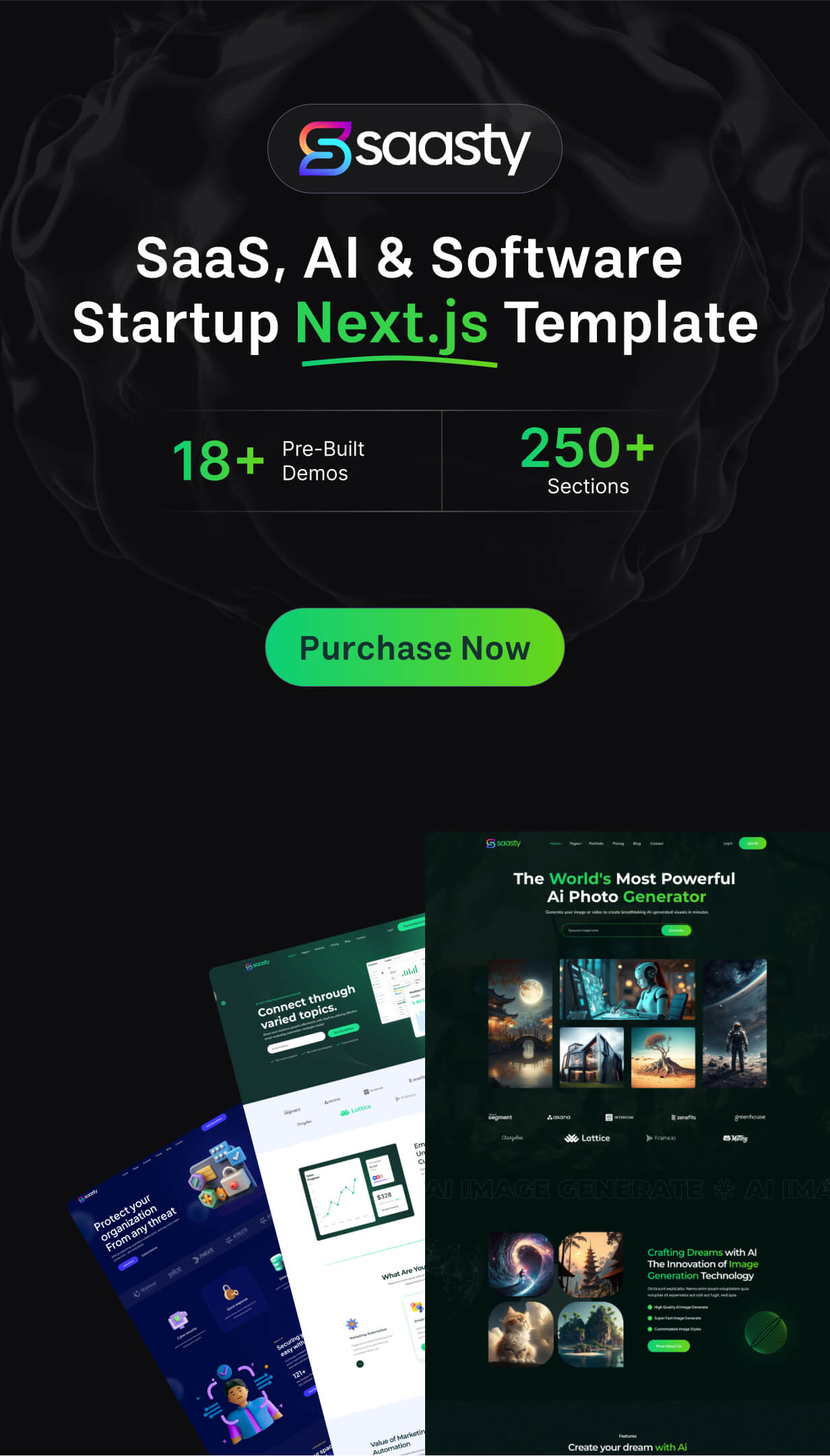 Saasty - Sass, AI & Software Startup Business React Next js Template | Graphicfort