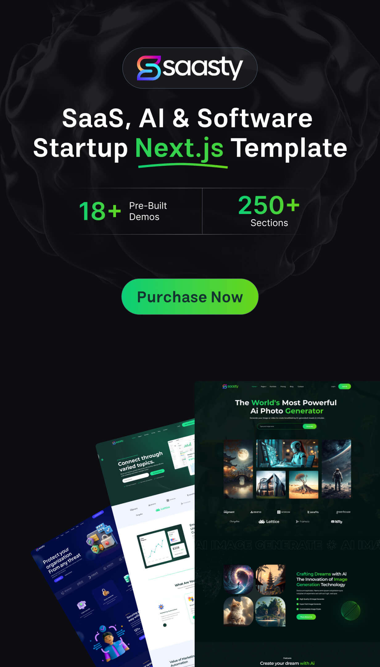 Saasty – Next.js Template For SaaS, AI & Software Business